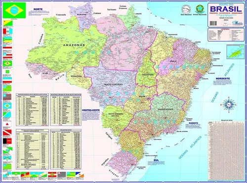 Mapa Brasil Politico Rodoviário 120 X 90 Cm Atualizado Mercadolivre