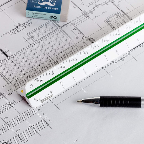 Regla De Escala Mr Pen Escala Imperial Triangular 30 4cm Cuotas