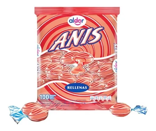 Confite De Anís Relleno 4 Paquetesx100u - Kg a $278