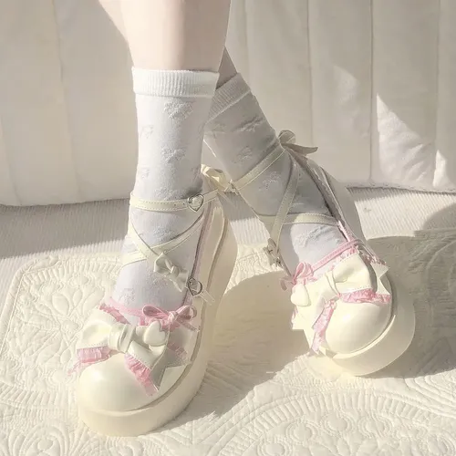 Zapatos De Plataforma Plana Lolita Mary Jane En Forma De Cor | Envío gratis
