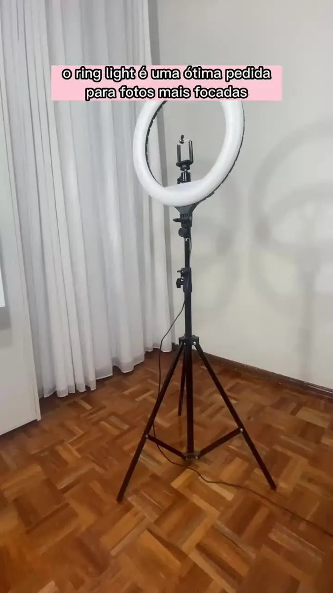 Ring Light Iluminador Led Profissional 26cm Tripé 2,10m Estrutura Preto ...