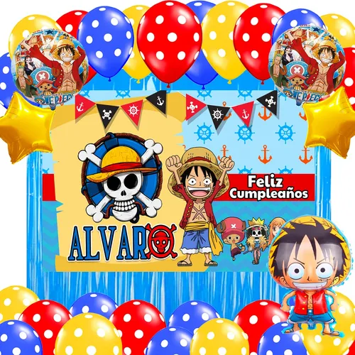 Kit Decoración Fiesta One Piece Luffy Globos Lona | Envío gratis