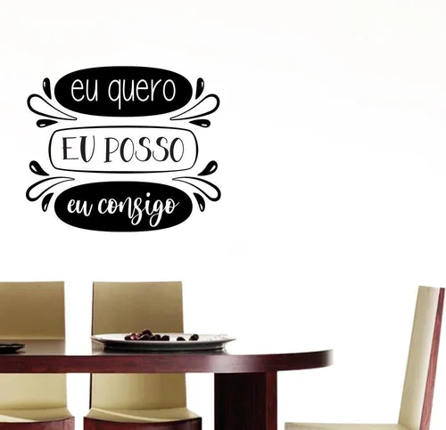 Vinilo Gaudesivos Adesivo Decorativo Parede Frase Eu Quero Eu Posso