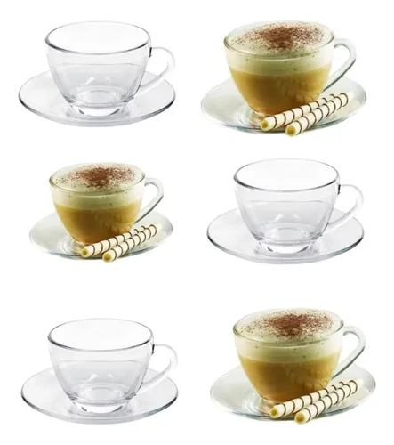 Jogo Xicaras De Cha Com Pires Astral Duralex 240ml Nadir Transparente | Frete grátis