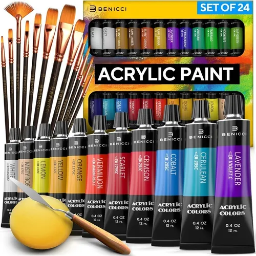 Set De Pinturas Acrilicas Con 24 Colores Y Juego De Brochas | Meses sin ... Set De Pinturas Acrilicas Con 24 Colores Y Juego De Brochas | Meses sin ...