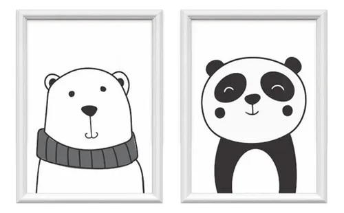 Cuadro decorativo Meu Rodapé QADR 57 oso y panda de 44cm x 34cm de 2u ... Cuadro decorativo Meu Rodapé QADR 57 oso y panda de 44cm x 34cm de 2u ...