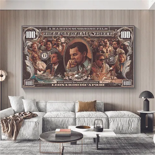 Mega Cuadro Lobo Wall Street Billete Dólar Canvas 140x80 Meses Sin Intereses