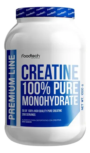 Creatine 100% pure monohydrate 1kg Foodtech sin sabor | Cuotas sin interés
