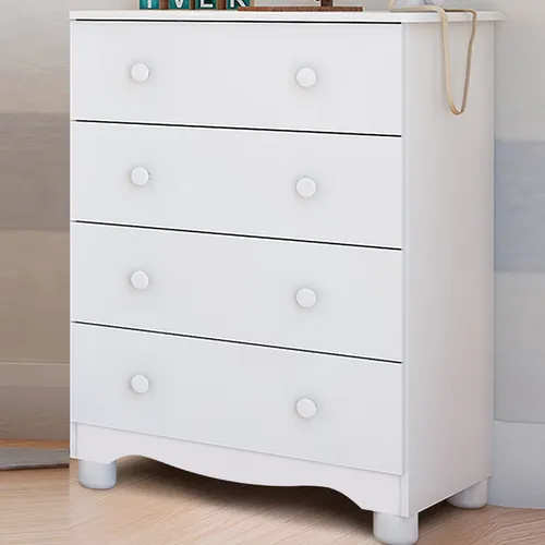 Cómoda Peroba Junior Simple con 4 cajones, color blanco brillante ...