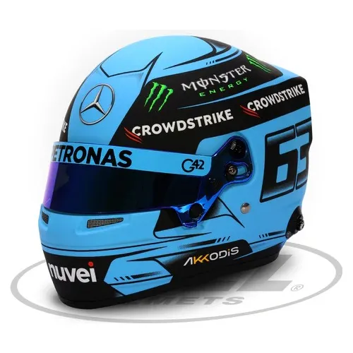 Capacete George Russell 2023 Mercedes Escala 1:2 Capacete George Russell 2023 Mercedes Escala 1:2