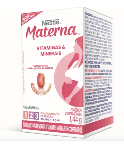 Materna Nestlé - 30 Comprimidos - Suplemento P/ Gestante Sabor Sem Sabor Materna Nestlé - 30 Comprimidos - Suplemento P/ Gestante Sabor Sem Sabor