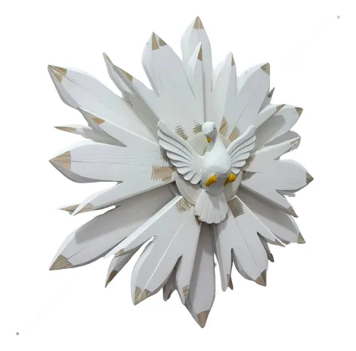 Divino Espírito Santo Resplendor Duplo 50cm Madeira Branca