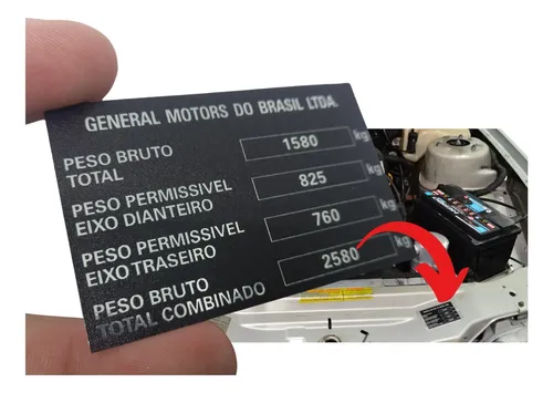 Adesivo Peso Omega Monza Até 96/ Inform. Frente Motor | MercadoLivre