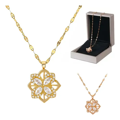 Collar De Moda Suerte Trébol Brillantes Mujer Dijes De Oro | MercadoLibre