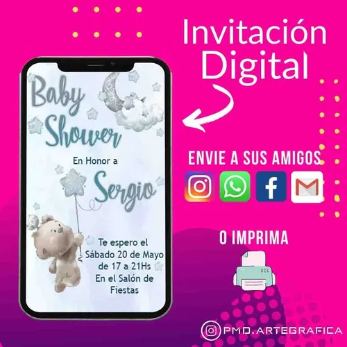 Tarjeta Invitacion Digital Personalizada Baby Shower Osito en venta en ... Tarjeta Invitacion Digital Personalizada Baby Shower Osito en venta en ...