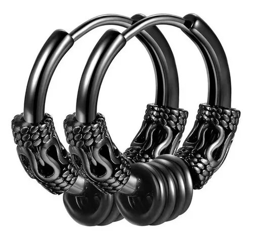 Aros Punk Negro Hip Hop Circular Acero Hombre Redondo Moda Aros Punk Negro Hip Hop Circular Acero Hombre Redondo Moda