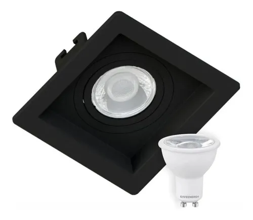 Kit 10 Embutido Mr16 Quadrado Recuado Gu10 Lâmpada 4 8w Cor Preto Cor