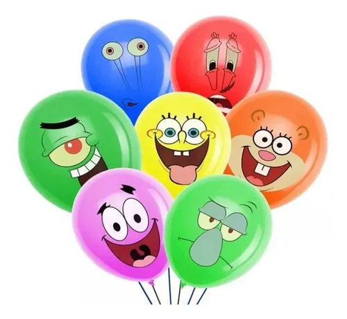 Set 14 Globos De Latex Bob Esponja Cuotas Sin Interés