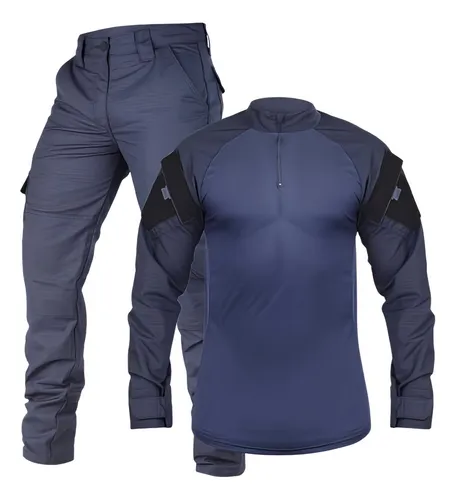 Calça Tática Slim Masculina - Farda Azul Com 6 Bolsos | Frete grátis