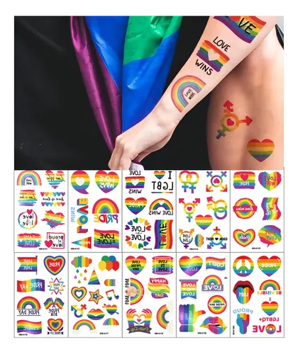 Rainbow Pride Tattoos Temporary Lgbtq Pride Flag Stickers M Envío Gratis