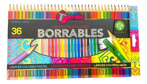 Colores Borrables Tryme Sin Madera C/36 Piezas | MercadoLibre