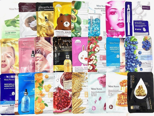 Lote 15 Mascarillas Facial Coreanas Hidratante Surtido Meses Sin