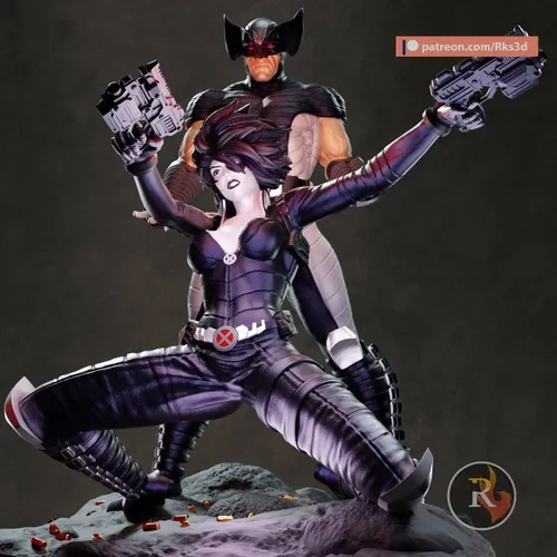 Archivo Stl Impresión 3d - Xmen - Wolverine And Domino | Cuotas sin interés Archivo Stl Impresión 3d - Xmen - Wolverine And Domino | Cuotas sin interés