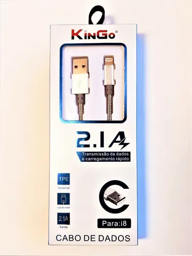 Cable USB de metal reforzado Kingo para cargador de datos de iPhone ... Cable USB de metal reforzado Kingo para cargador de datos de iPhone ...