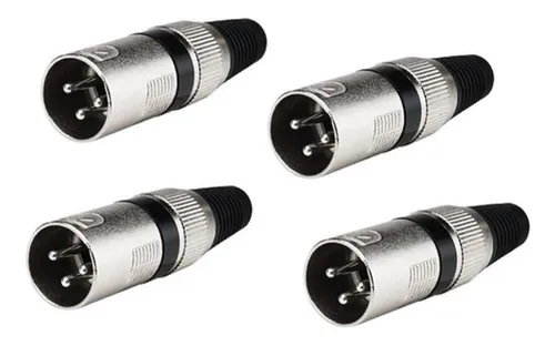 Kit 4 Plug Conector Xlr Canon Macho 3 Pinos Metálico Luminos | Frete grátis Kit 4 Plug Conector Xlr Canon Macho 3 Pinos Metálico Luminos | Frete grátis