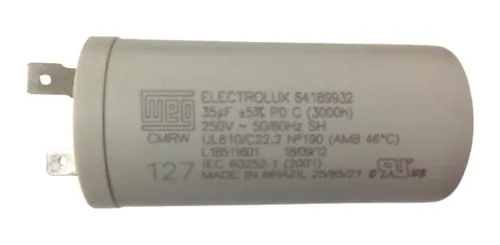 Capacitor Lavadora Electrolux 35uf 250vac 127v 64189932 Orig Capacitor Lavadora Electrolux 35uf 250vac 127v 64189932 Orig