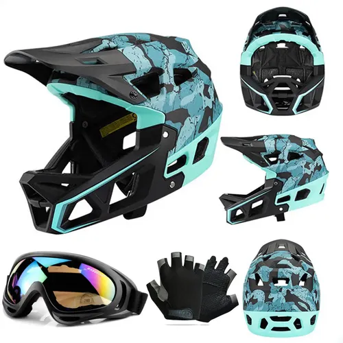 Casco Integral De Bicicleta De Montaña Mtb + Gafas + Guantes | Envío gratis