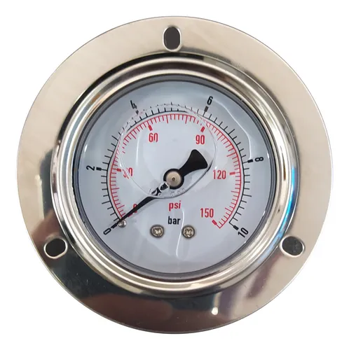 Manômetro Glicerina C/ Flange 10 Bar 150 Psi 1/4 Bsp 63mm | Frete grátis
