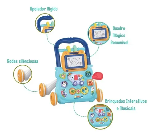 Andador Empurrador Didático Infantil Educativo Musical Bebê | Frete grátis
