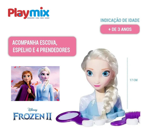 Boneca Styling Head Busto Para Pentear Elsa Frozen 2 Disney Frete Grátis