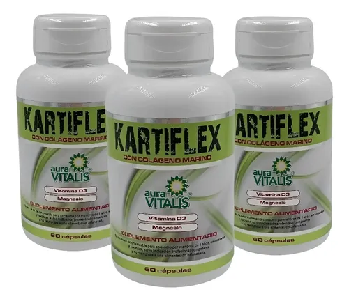 Kartiflex Pack 3 Frascos 60 Cáps C/u Articulaciones Sin Saborizantes ...