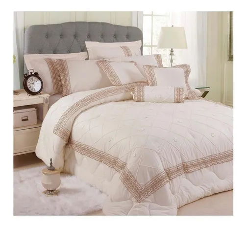 Edredón Jean Cartier Positano diseño bordado color beige de 220cm x ... Edredón Jean Cartier Positano diseño bordado color beige de 220cm x ...
