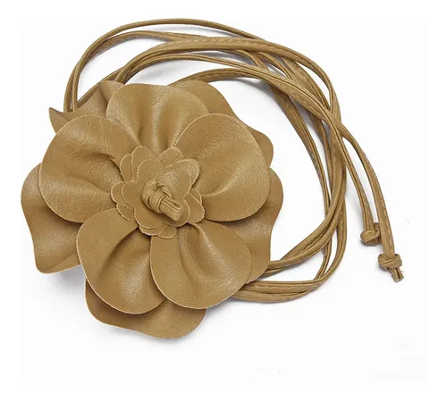 Pu Cuero Flor Grande Cintura Cuerda Vestido De Estilo | MercadoLibre