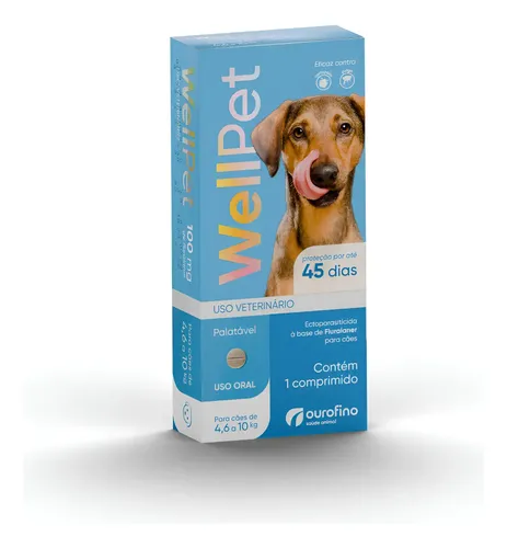 Antipulgas Carrapatos Ourofino Wellpet Cães 4.6-10kg 1 Comprimido Azul ...