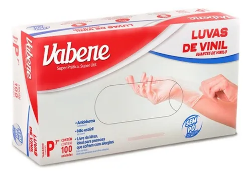 Luvas descartáveis Vabene cor transparente tamanho M de vinil x 100 ... Luvas descartáveis Vabene cor transparente tamanho M de vinil x 100 ...