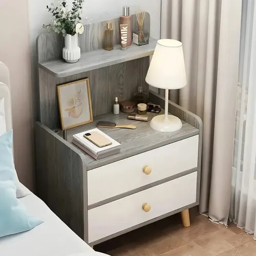 Mesa De Luz Con 2 Cajones Color Gris Para Dormitorio | Mismo precio en ...