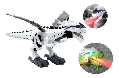 Dragão Robo Brinquedo Dinossauro Anda Bate Asas Solta Fumaça Frete Grátis