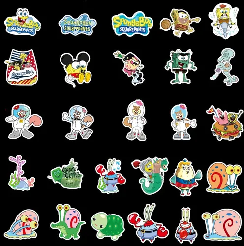 Bob Esponja 100 Calcomanias Stickers Pvc Vs Agua Patricio En Venta En