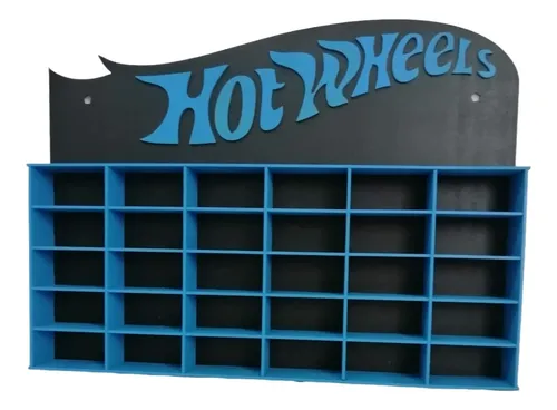 Organizador Exhibidor Hotweels Azul Negro 32 Esp Pintado Meses Sin
