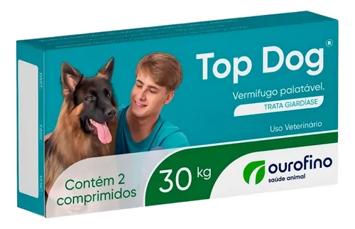Vermífugo Top Dog Ourofino Para Cães 10 A 30kg Tratamento Giardia Azul ...