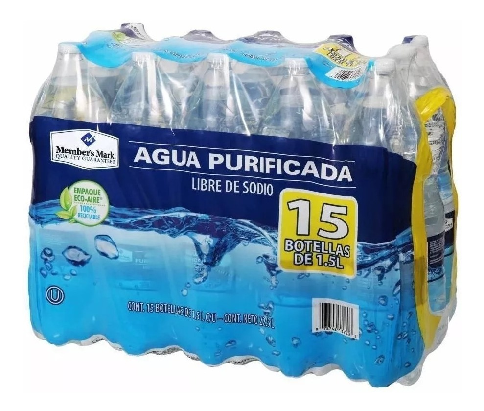 Agua Purificada Member's Mark Con 15 Piezas De 1.5 Litros | SIN.SALIR.DE.CASA