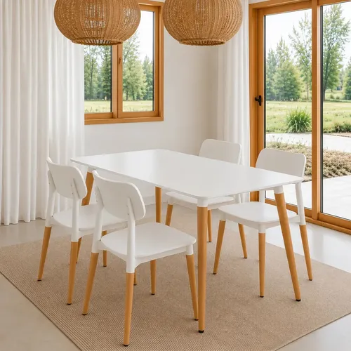 Juego De Comedor Mesa Eames 120 X 80 + 4 Sillas Milan Ct Color Blanco ...