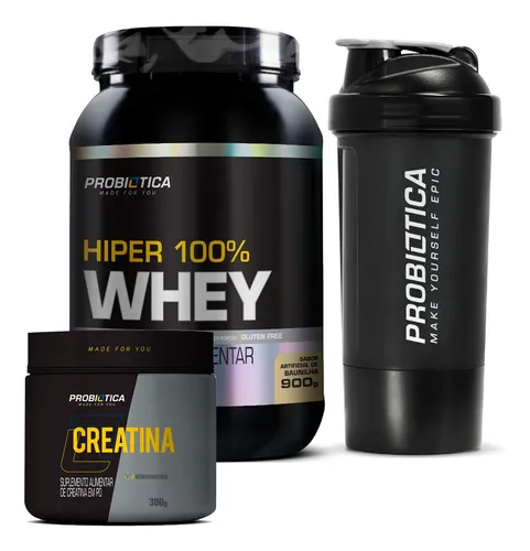 Hiper 100 Whey 900g Creatina 300g Probiótica Brinde Frete Grátis