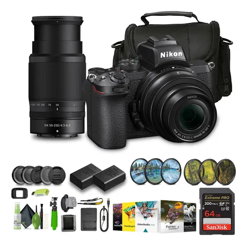 Câmera Nikon Z50 Sem Espelho 20.9mp Com 16-50mm E 50-250mm ...
