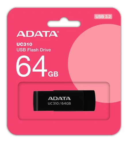 Memoria Usb Adata Uc310 64gb Negra 3.2 Lectura 100 Mb/s Color Negro Negro Memoria Usb Adata Uc310 64gb Negra 3.2 Lectura 100 Mb/s Color Negro Negro