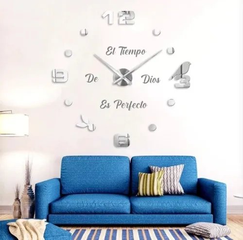 Reloj De Pared 3d Tamaño Grande + Frase En Vinilo | Cuotas sin interés Reloj De Pared 3d Tamaño Grande + Frase En Vinilo | Cuotas sin interés
